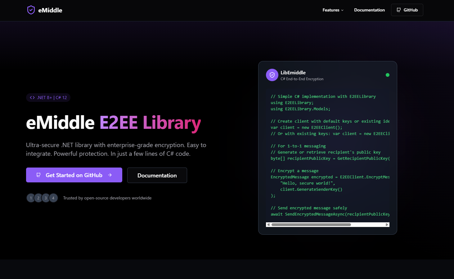 E-Middle - Secure End-to-End Encrypted Messaging Library